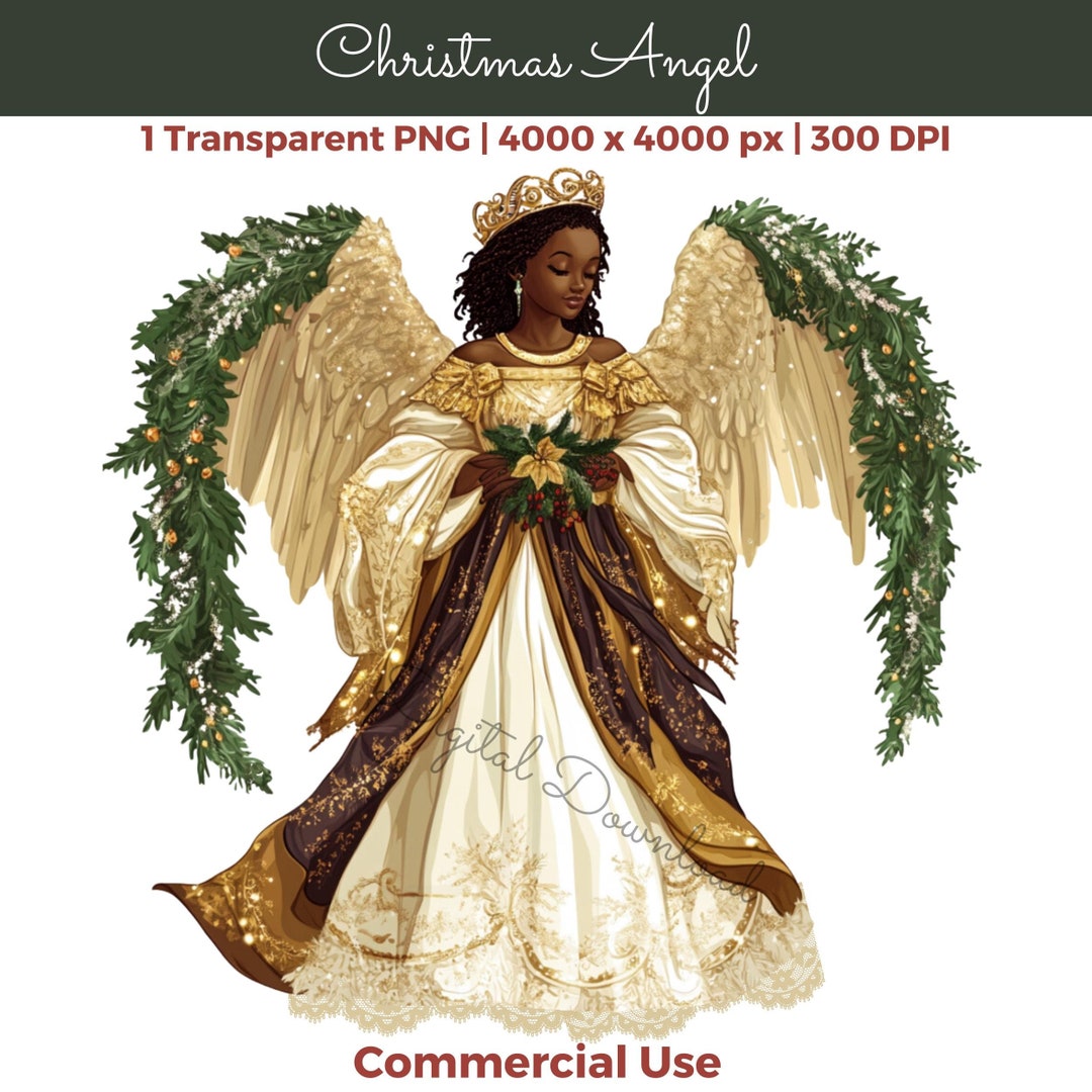 African American Angel Christmas Clipart, Black Angel PNG, Religious ...