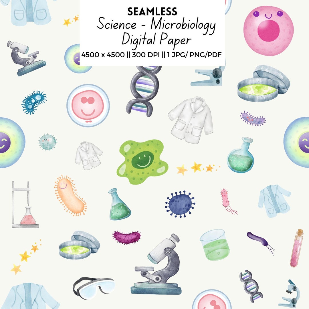 Science Background Digital Paper, Microbiology Cell Biology Laboratory ...