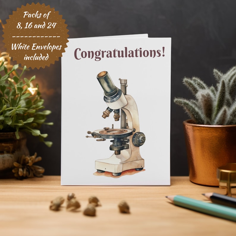 Microscope Congratulations Card, Research Geeky Graduation Card ...