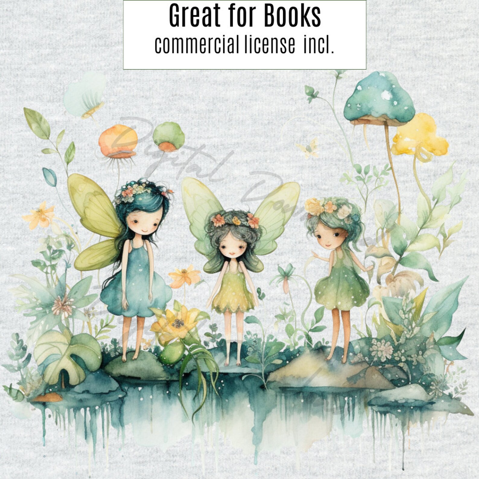 Cute Fairy Clipart, Watercolor Multicultural Afro Fairy Illustrations ...