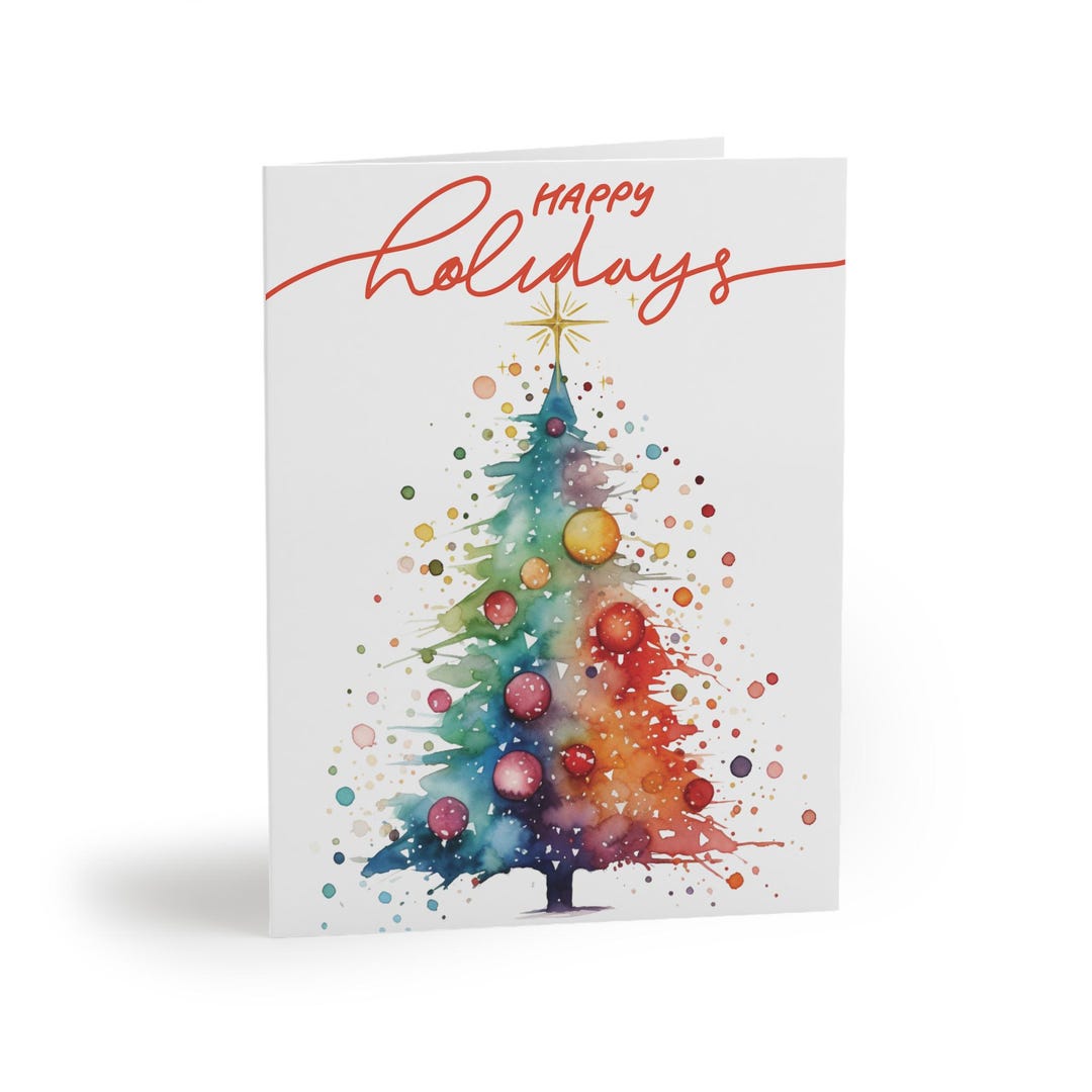 Colorful Christmas Cards | Happy Holidays Greeting Card Set | Modern ...