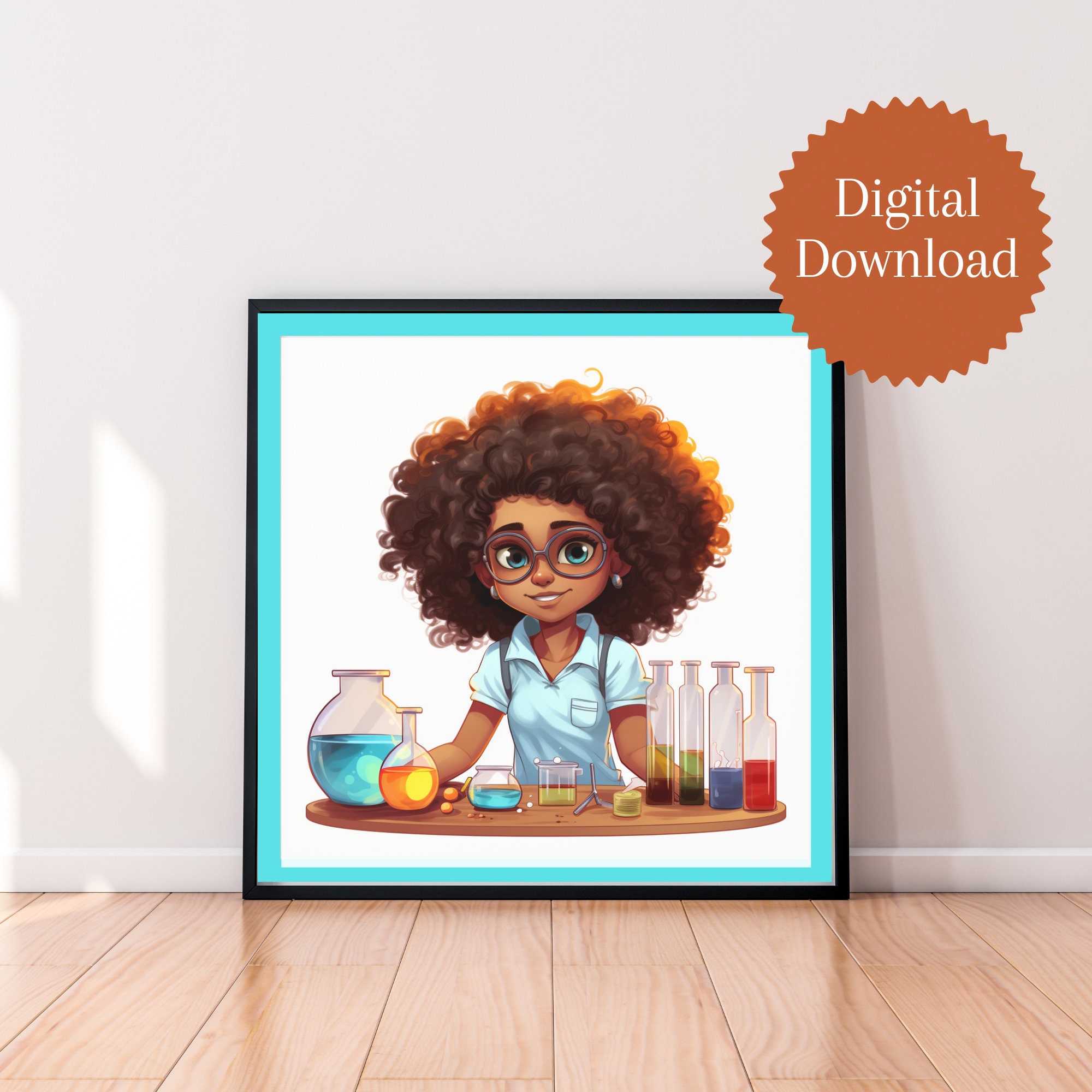 Black Girls Science and Math Clipart, African American Kid Scientist ...