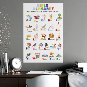 Bible Alphabet Poster, Nursery, Homeschool Wall Decor, Christian Art ...