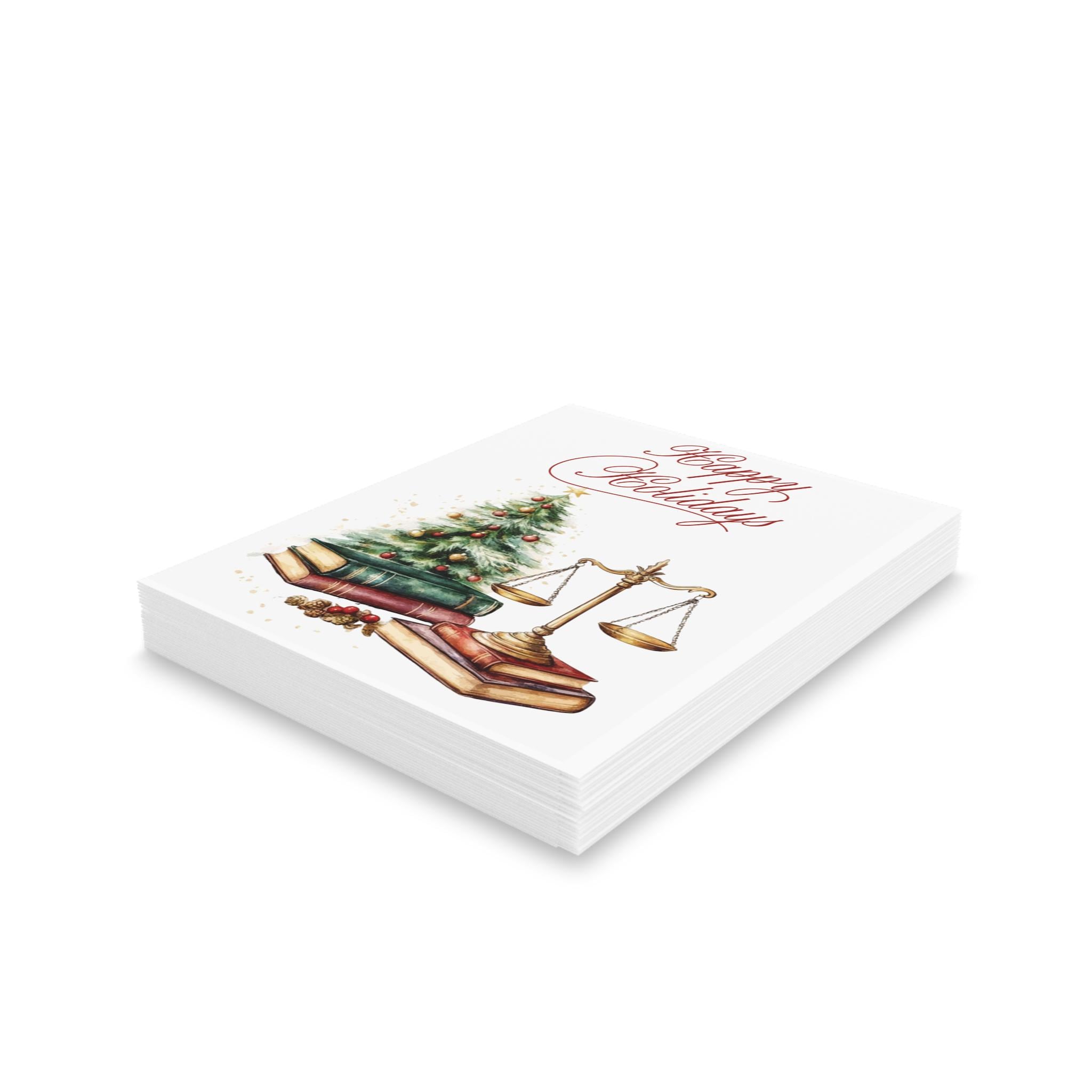 Scales of Justice Christmas Card, Lawyer Holiday Greeting Card, Happy ...
