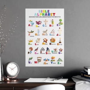 Bible Alphabet Poster, Nursery, Homeschool Wall Decor, Christian Art ...
