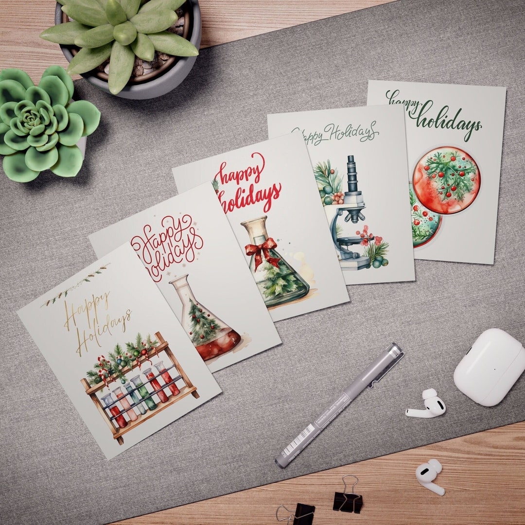 Science Christmas Card, Research Geeky Holiday Card, Science Teacher ...