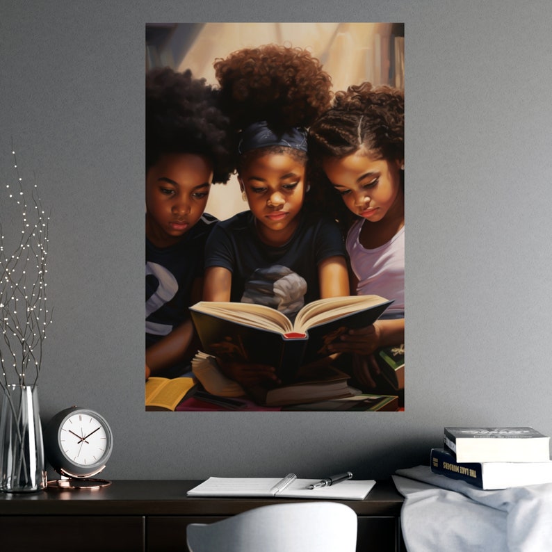 Black Girls Reading Poster, Library Classroom Decor, Librarian Back to ...