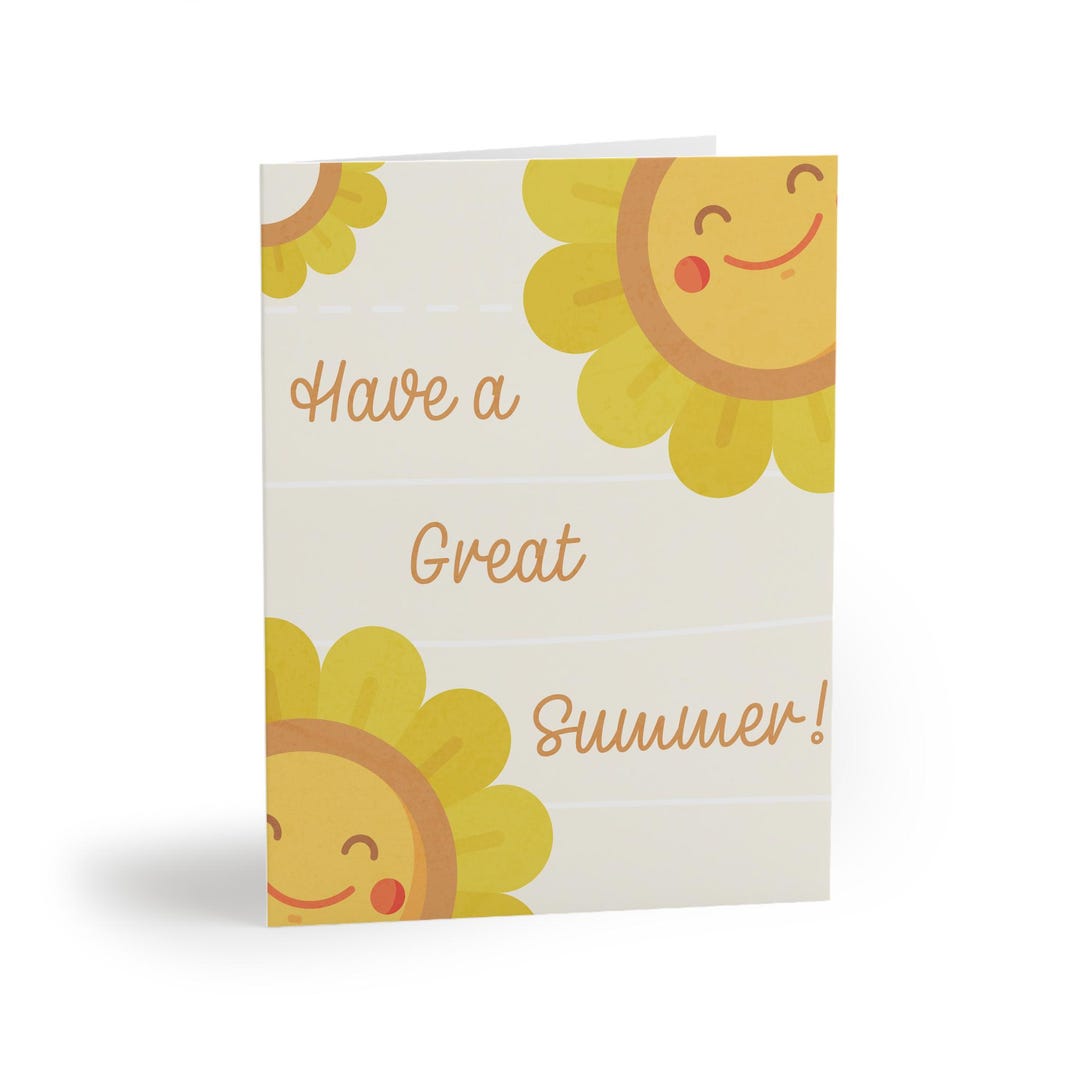Have a Great Summer Card Set, Cute Sunflower End of School Year Card ...