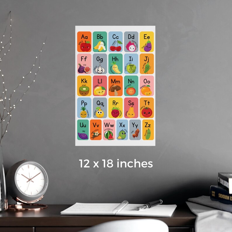 Fruit and Vegetable Alphabet Poster, Kindergarten First Grade Classroom ...