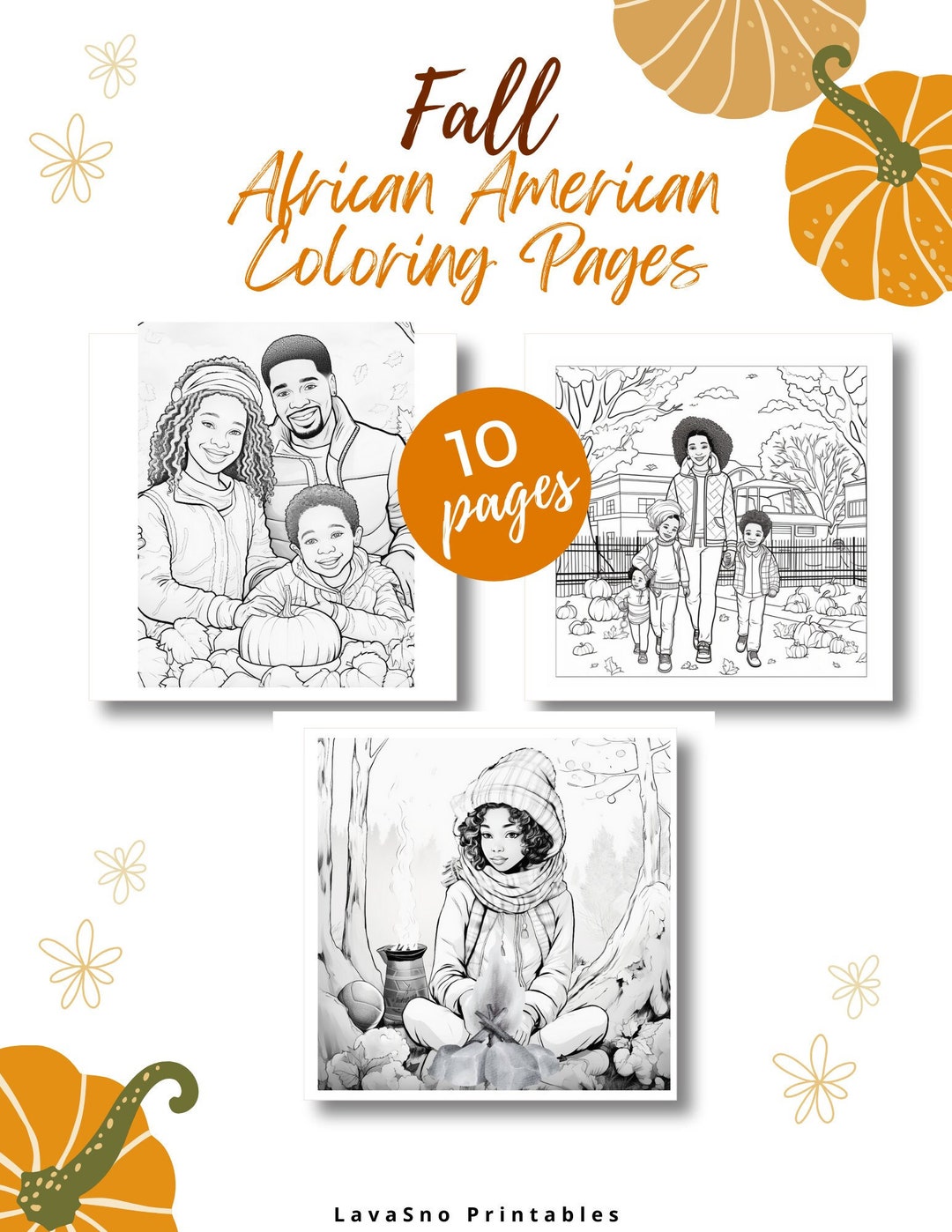African American Fall Coloring Pages, Black Women, Afro Kids, Black ...