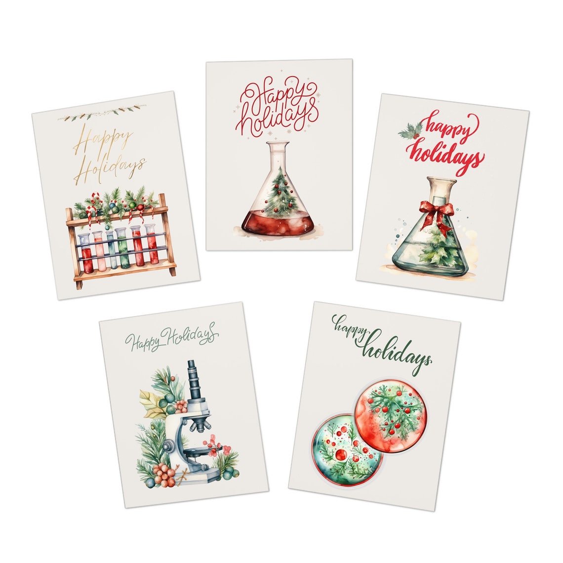Science Christmas Card, Research Geeky Holiday Card, Science Teacher ...