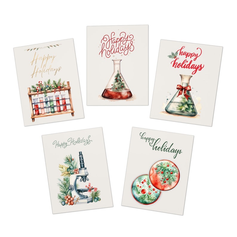 Science Christmas Card, Research Geeky Holiday Card, Science Teacher ...
