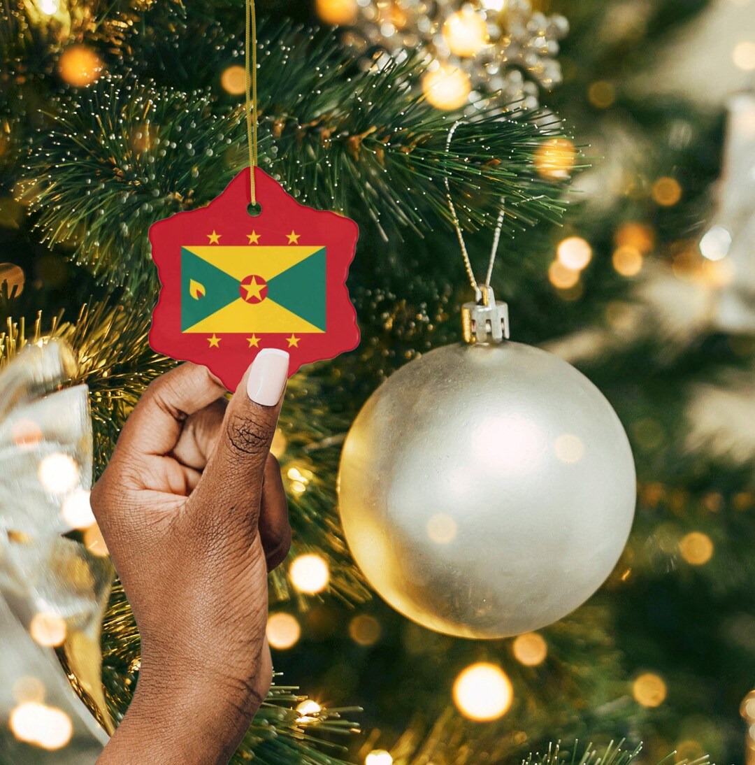 Grenada Ornament, Grenada Flag Christmas Ornament, Grenadian Ceramic ...