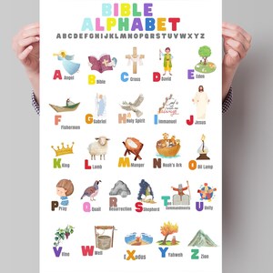 Bible Alphabet Poster, Nursery, Homeschool Wall Decor, Christian Art ...