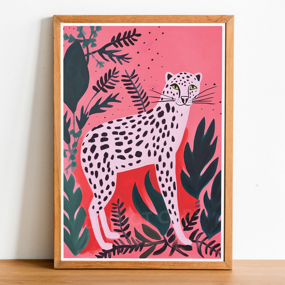 Pink Cheetah 05 Art Print, Pink Leopard Art Print, Kitsch Home Decor ...