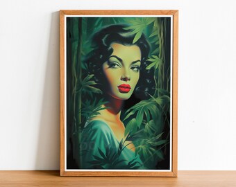 Blue Kitsch Lady 12 Art Print Inspired by Vladimir Tretchikoff, Mid ...