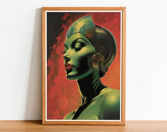 Blue Kitsch Lady 12 Art Print Inspired by Vladimir Tretchikoff, Mid ...