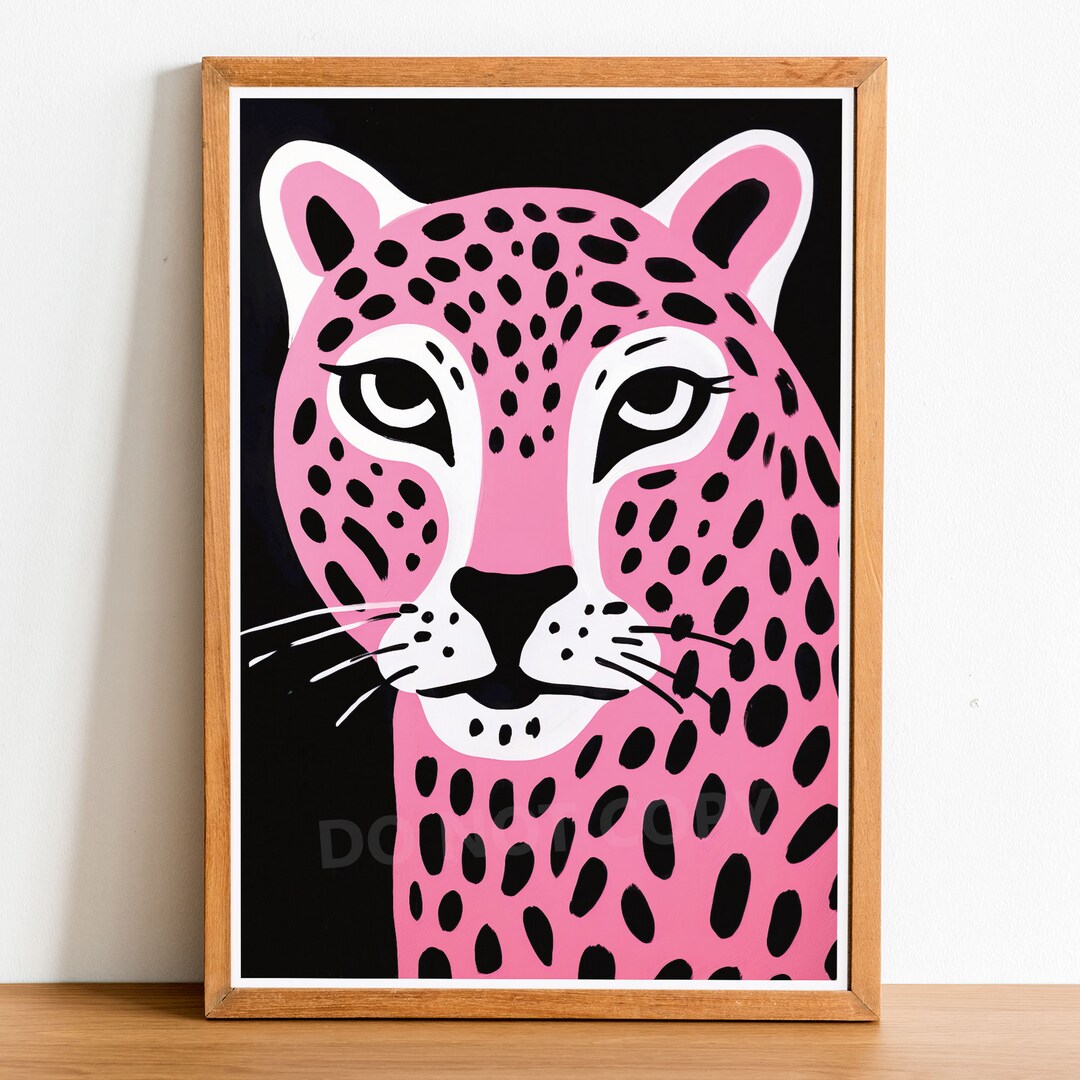 Pink Cheetah 04 Art Print, Pink Leopard Art Print, Kitsch Home Decor ...