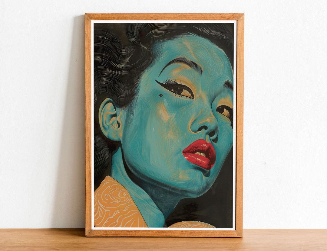 Blue Kitsch Lady 11 Art Print Inspired by Vladimir Tretchikoff, Mid ...