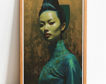 Blue Kitsch Lady 12 Art Print Inspired by Vladimir Tretchikoff, Mid ...