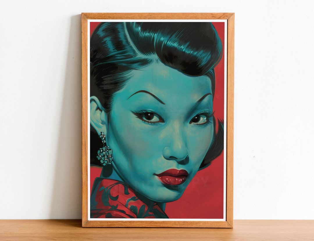 Blue Kitsch Lady 13 Art Print Inspired by Vladimir Tretchikoff, Mid ...