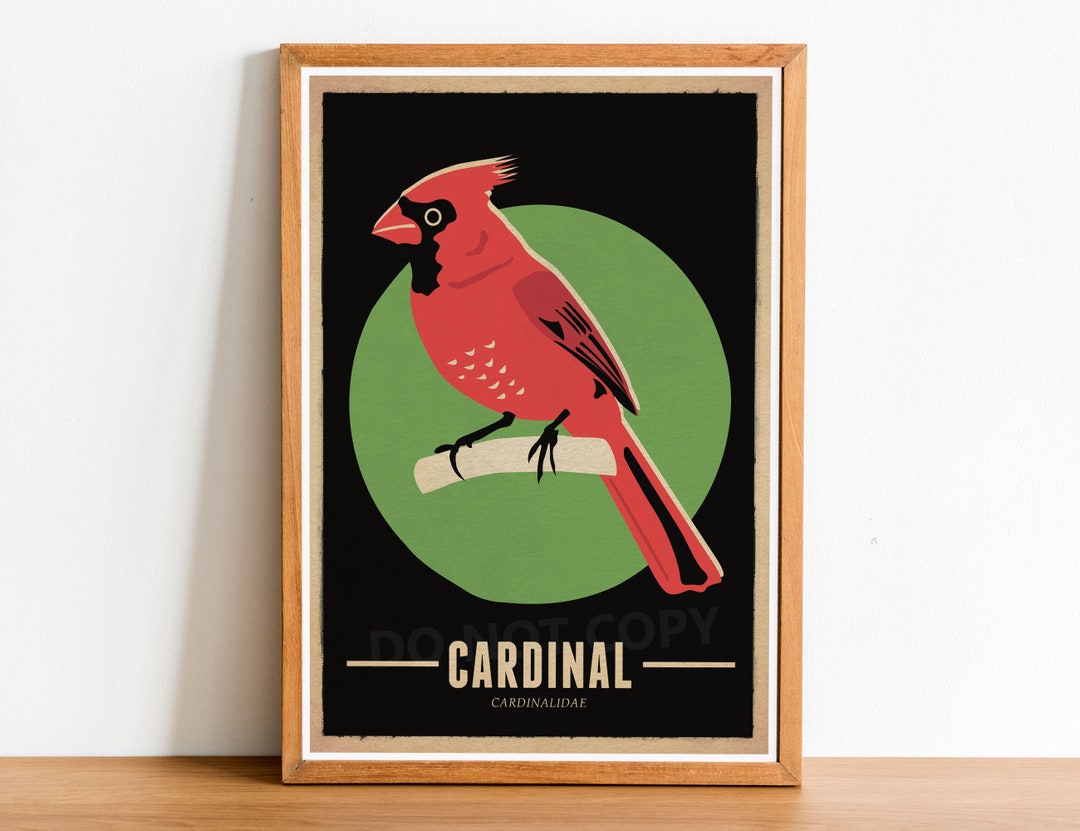 Cardinal Bird Poster Art Print Bird Art Bird Print Retro - Etsy