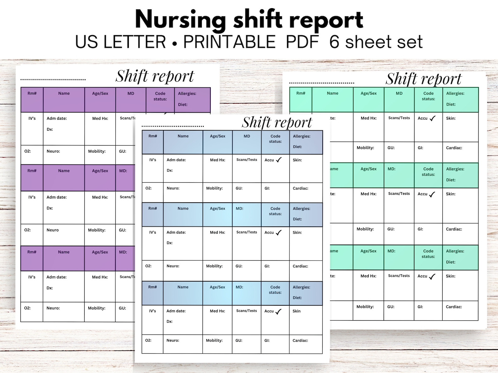 Nurse Report Sheet, Shift Report, Nurse Brain, Med Surg, Icu, Tele ...