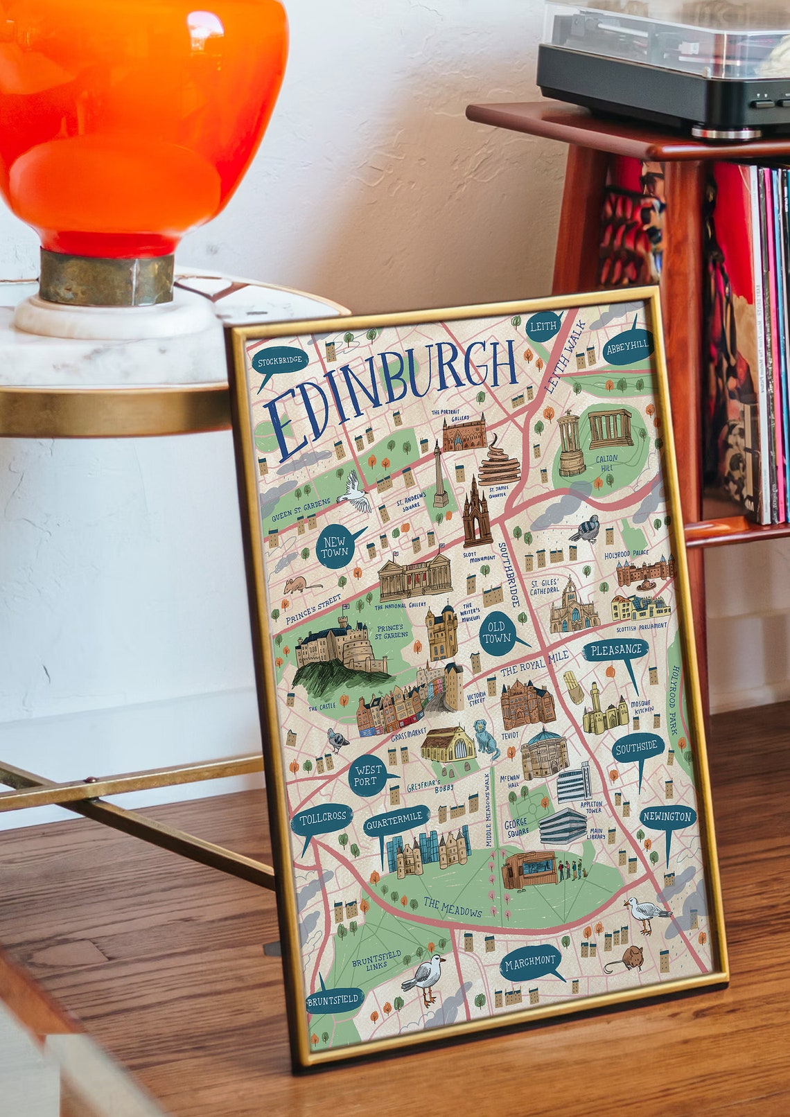 Illustrated Map of Edinburgh | Hand-drawn Art Print | Scotland ...