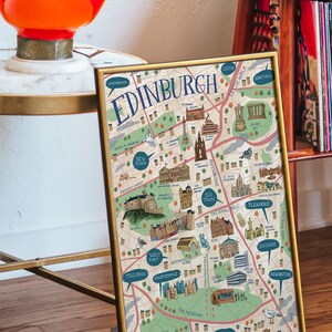 Illustrated Map of Edinburgh Matte Poster Print Bruntsfield, the ...