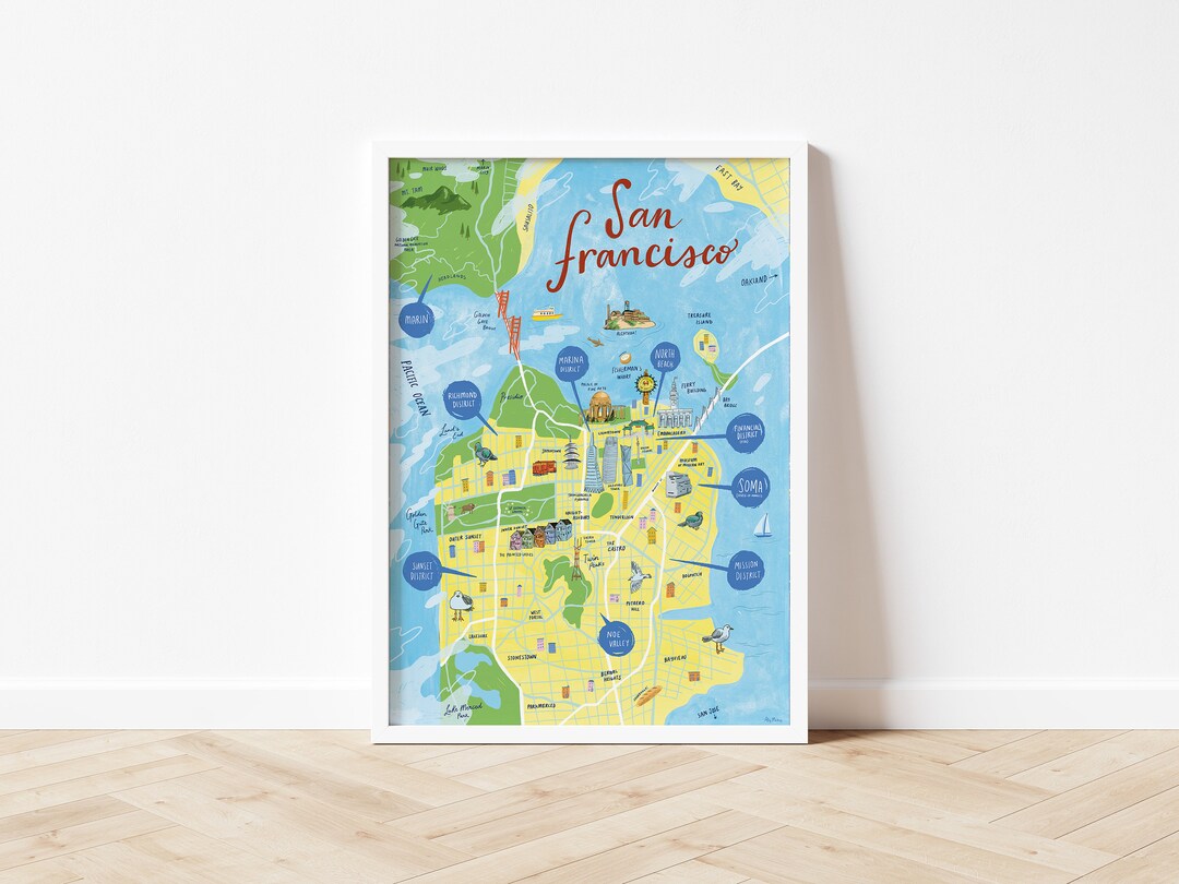 Illustrated Map of San Francisco: Hand-drawn Map Including Alcatraz ...