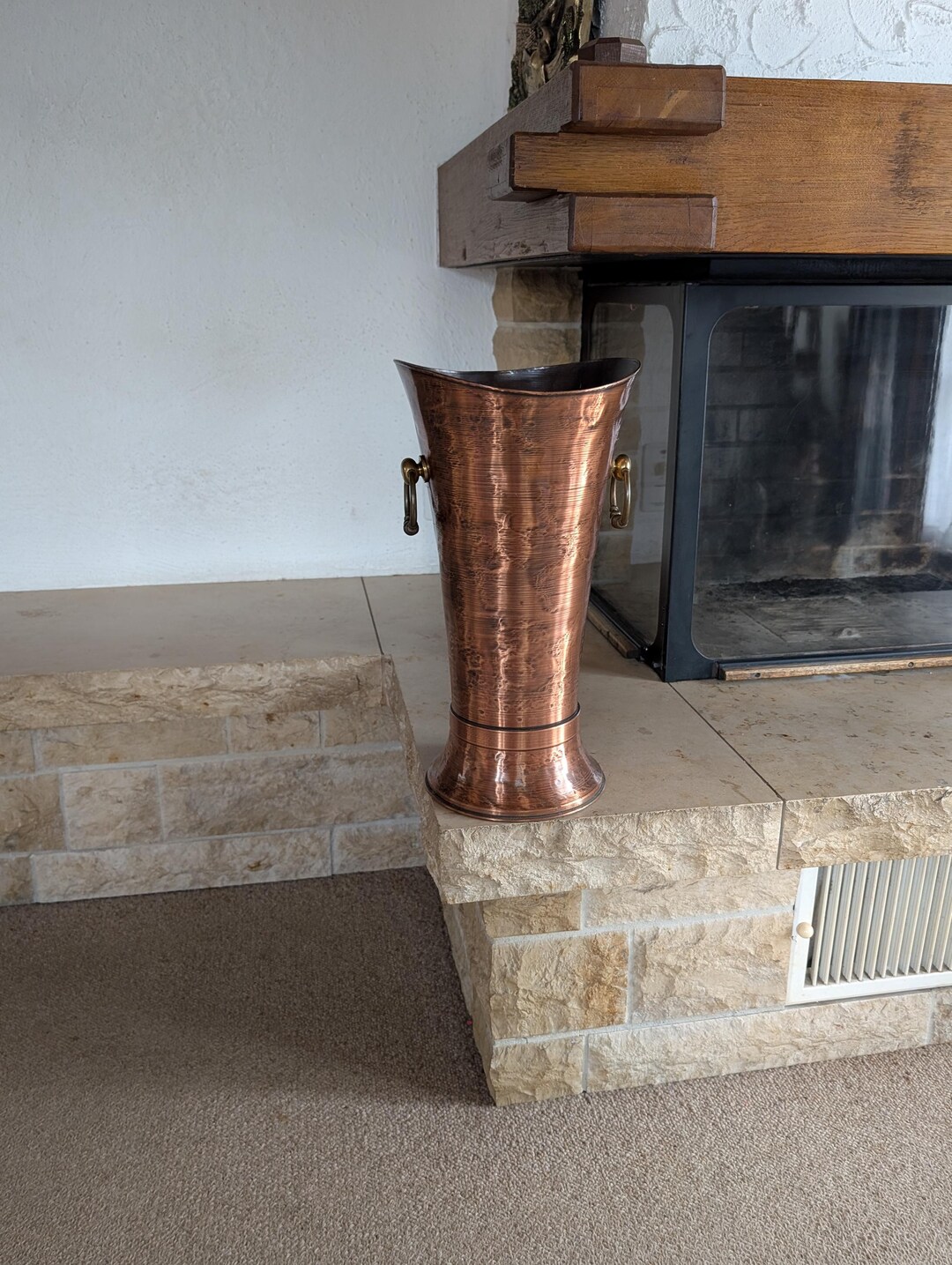 Vintage Copper Bucket in Truncated Cone Shape With Brass Handles for ...