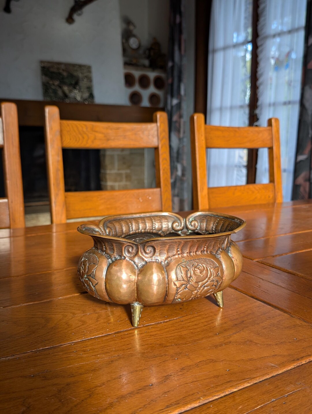 Copper Vintage Baroque Style Pot on Legs for Plants Handmade With ...