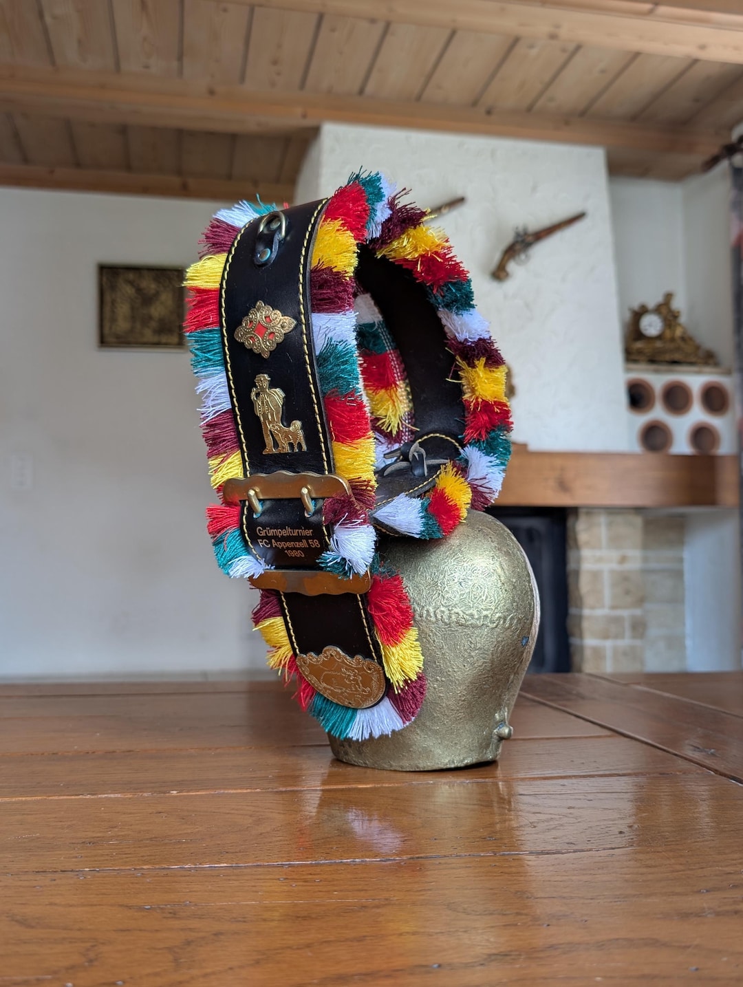 Swiss Appenzell Large Cow Bell With Embroidered Leather Strap From ...