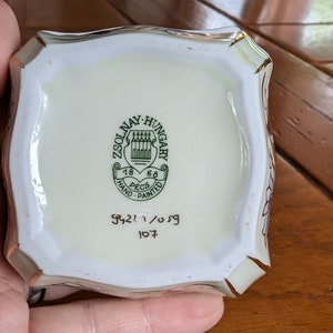 Zsolnay Hungary Hand-painted Square Box With Floral Motif With Signed ...