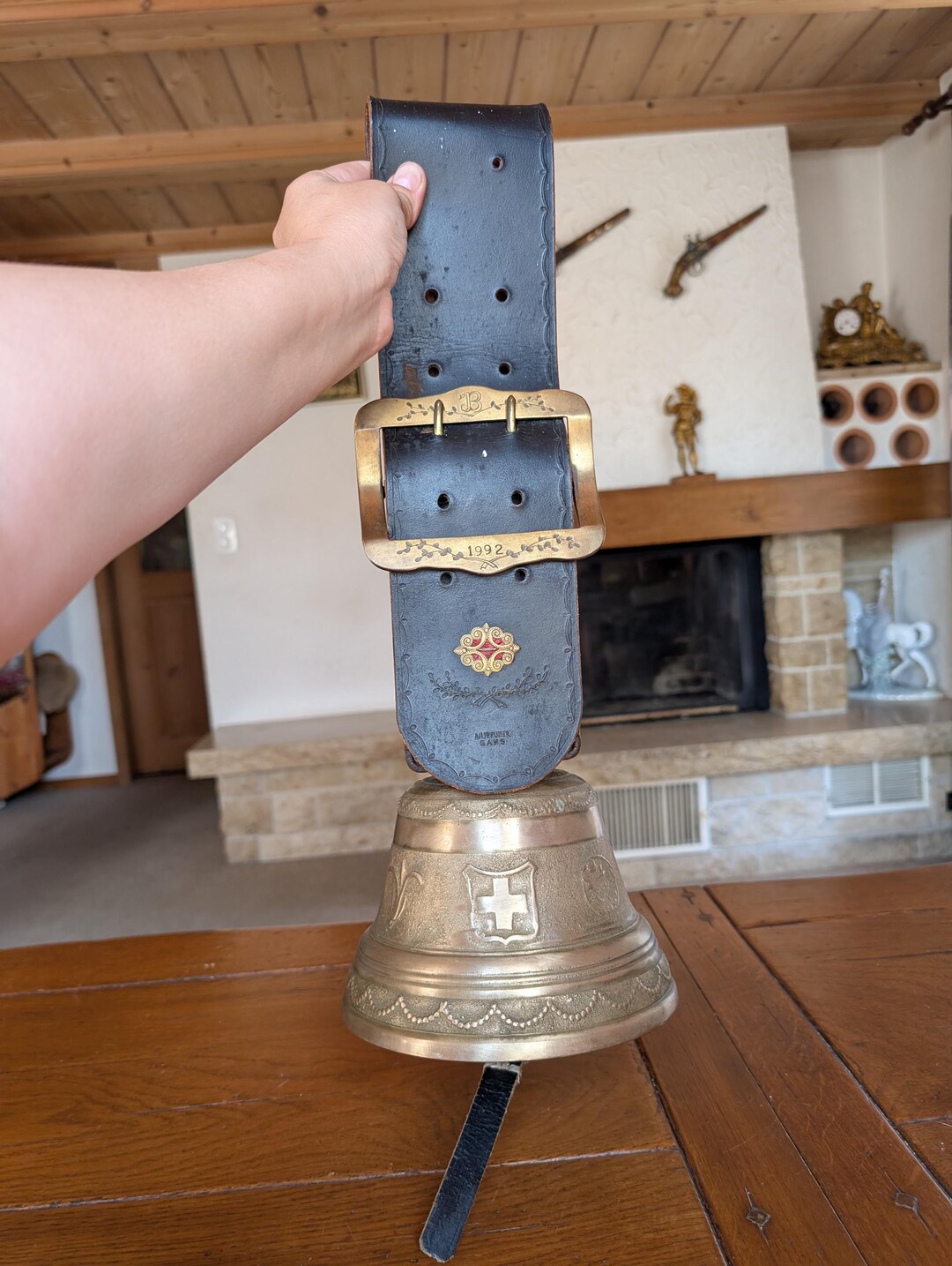Swiss Large Vintage Cast Bronze Cowbell Dated 1992 With Embossed Crest ...