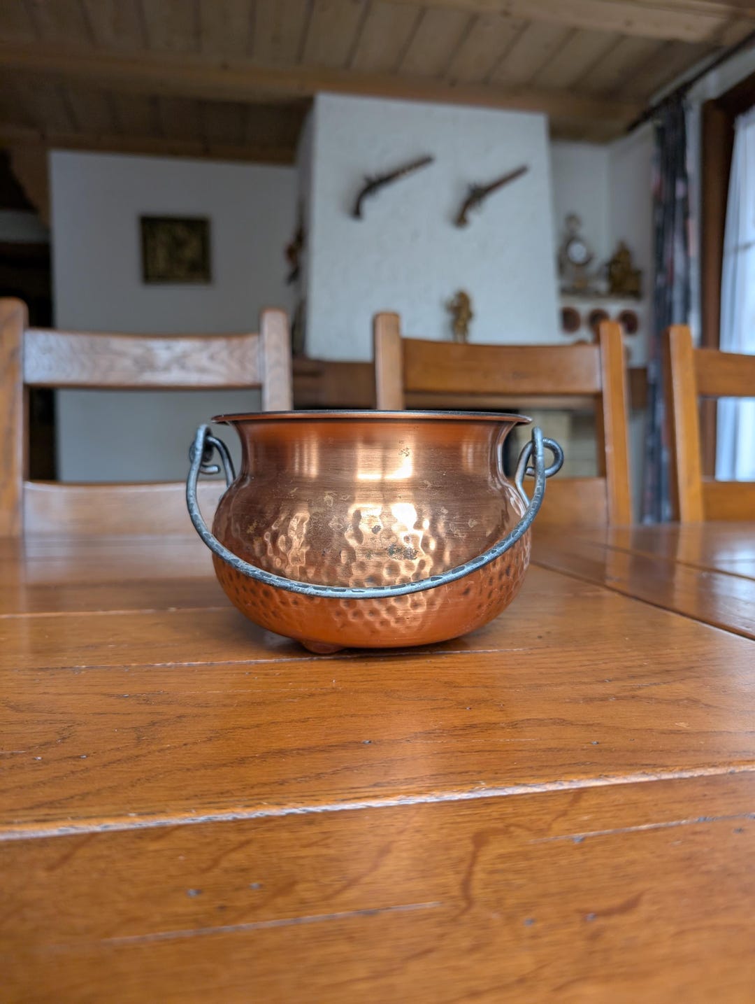 Swiss Vintage Hand Forged Copper Pot Without Legs and With Handle for ...