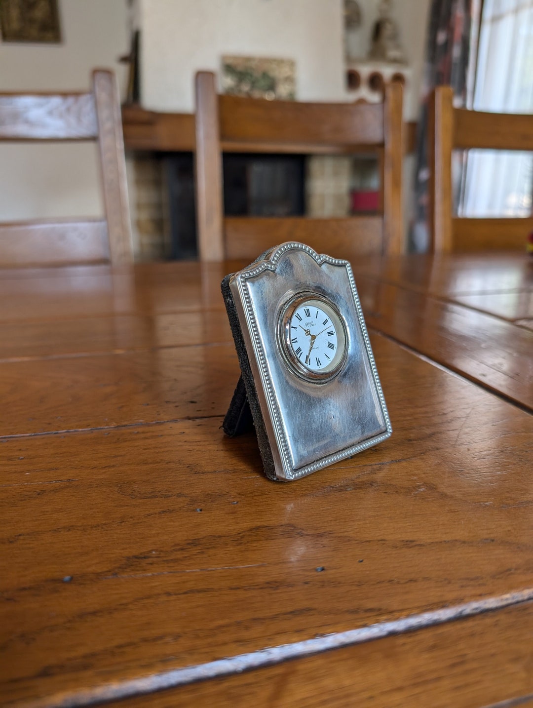 Vintage Small Silver Table Clock From R.carr Branded Sheffield England ...