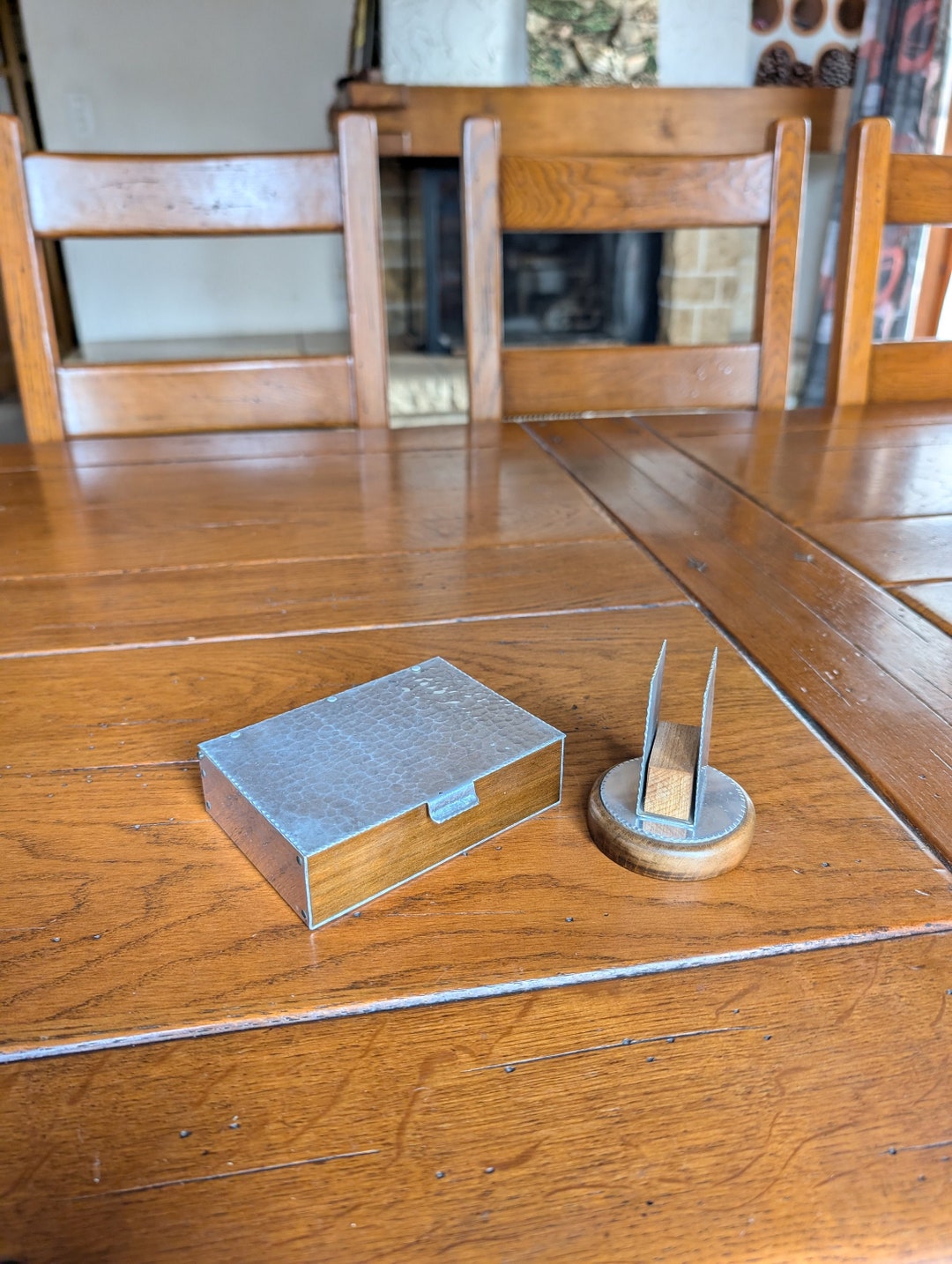 Sigal Vintage Cigar Box and Matchbox Holder Set Handmade in Metal and ...
