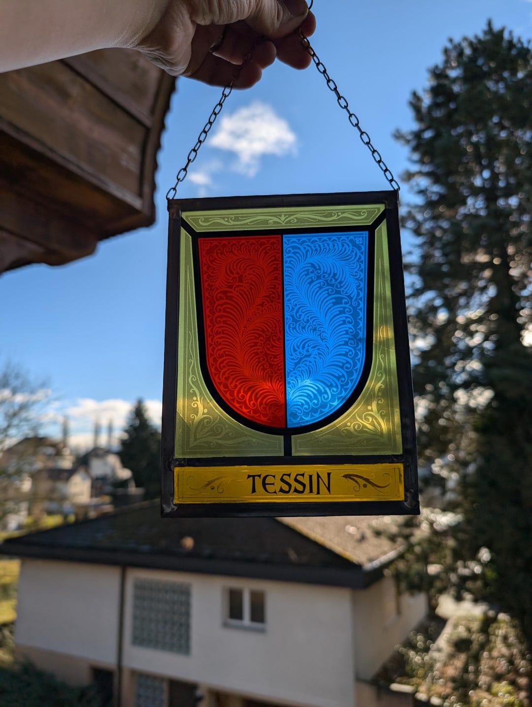 Ticino Swiss Vintage Stained Glass Sun Catcher in Tiffany Style With ...