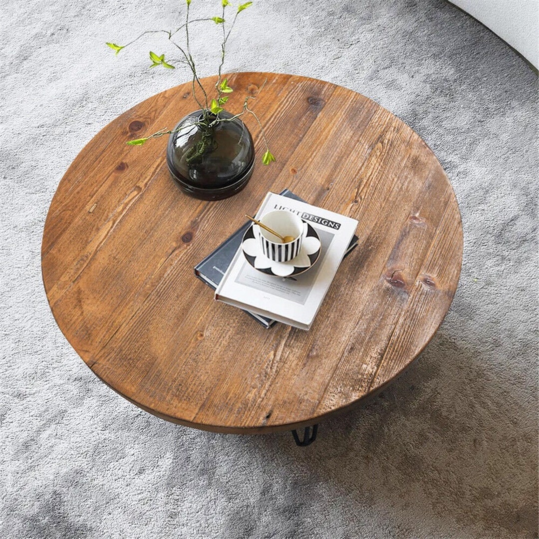 Wood Coffee Table Round Wood Table Legs Rustic Coffee Books - Etsy
