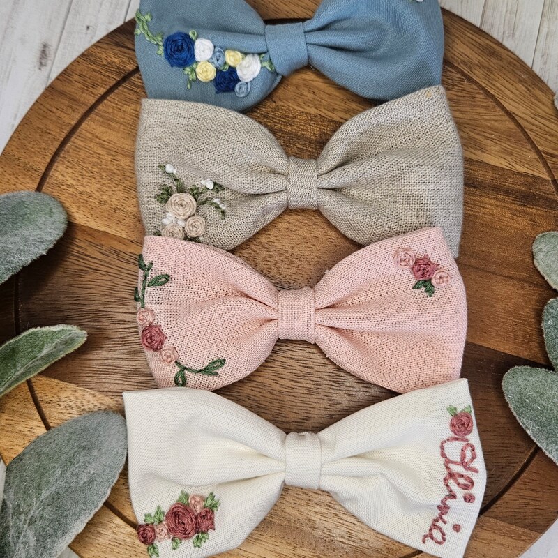 Embroidered Bow - Etsy