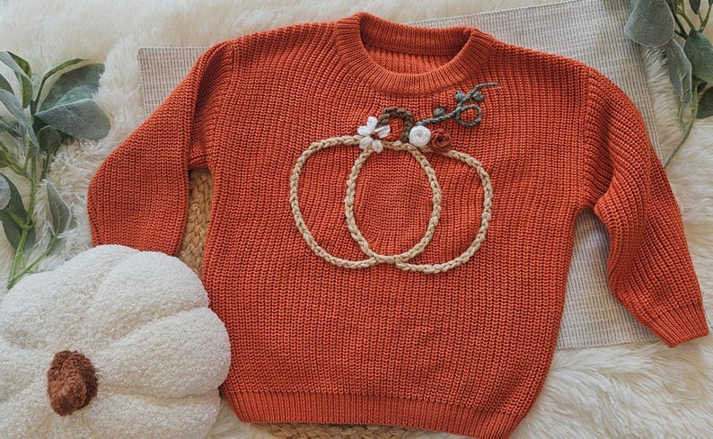 Pumpkin Knit Sweater, Fall Knit Sweater, Autumn Sweaters, Kids Sweaters ...