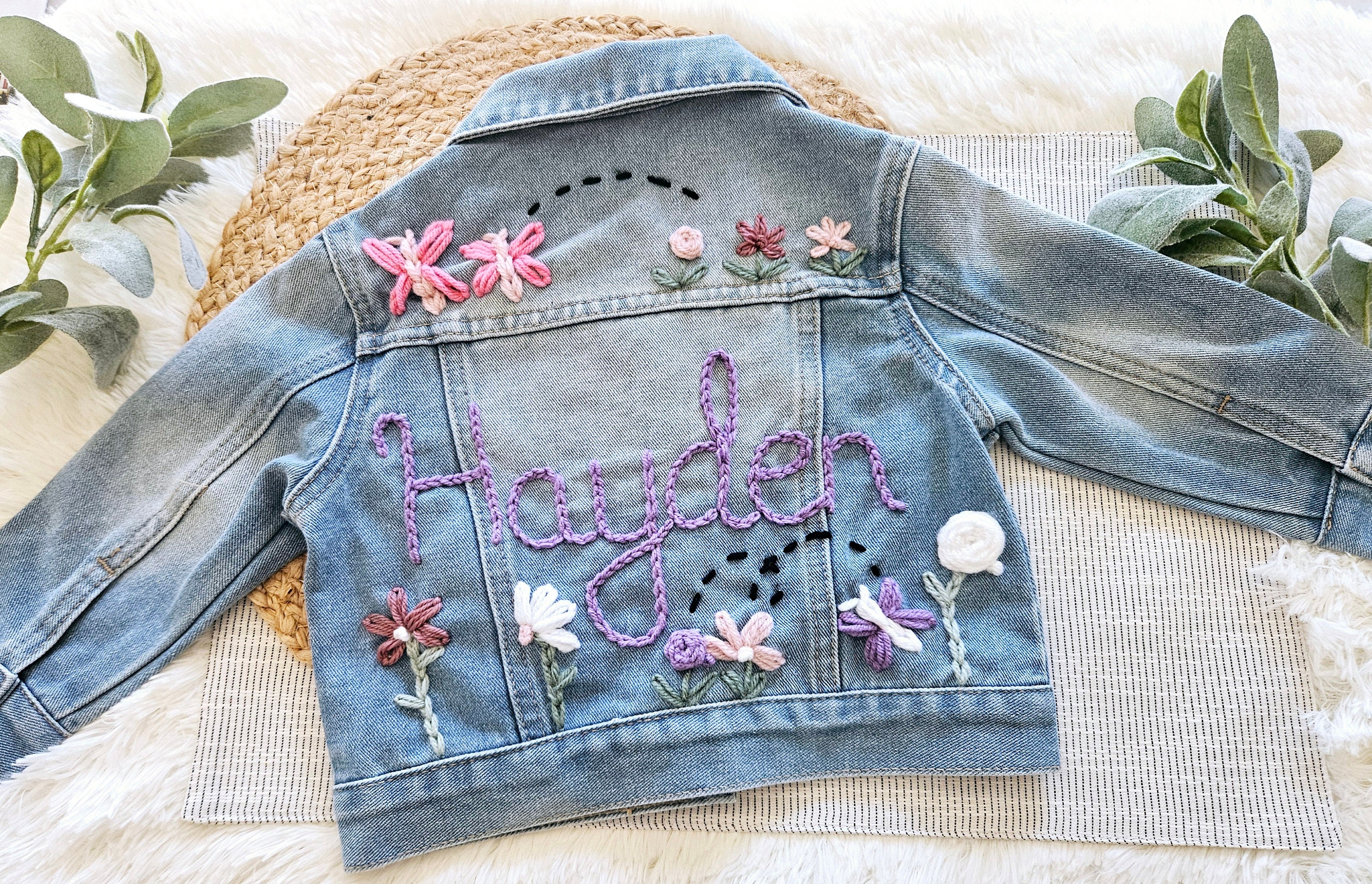 Hand Embroidered Denim Jackets. Personalized Denim Jackets, Girl Jacket ...