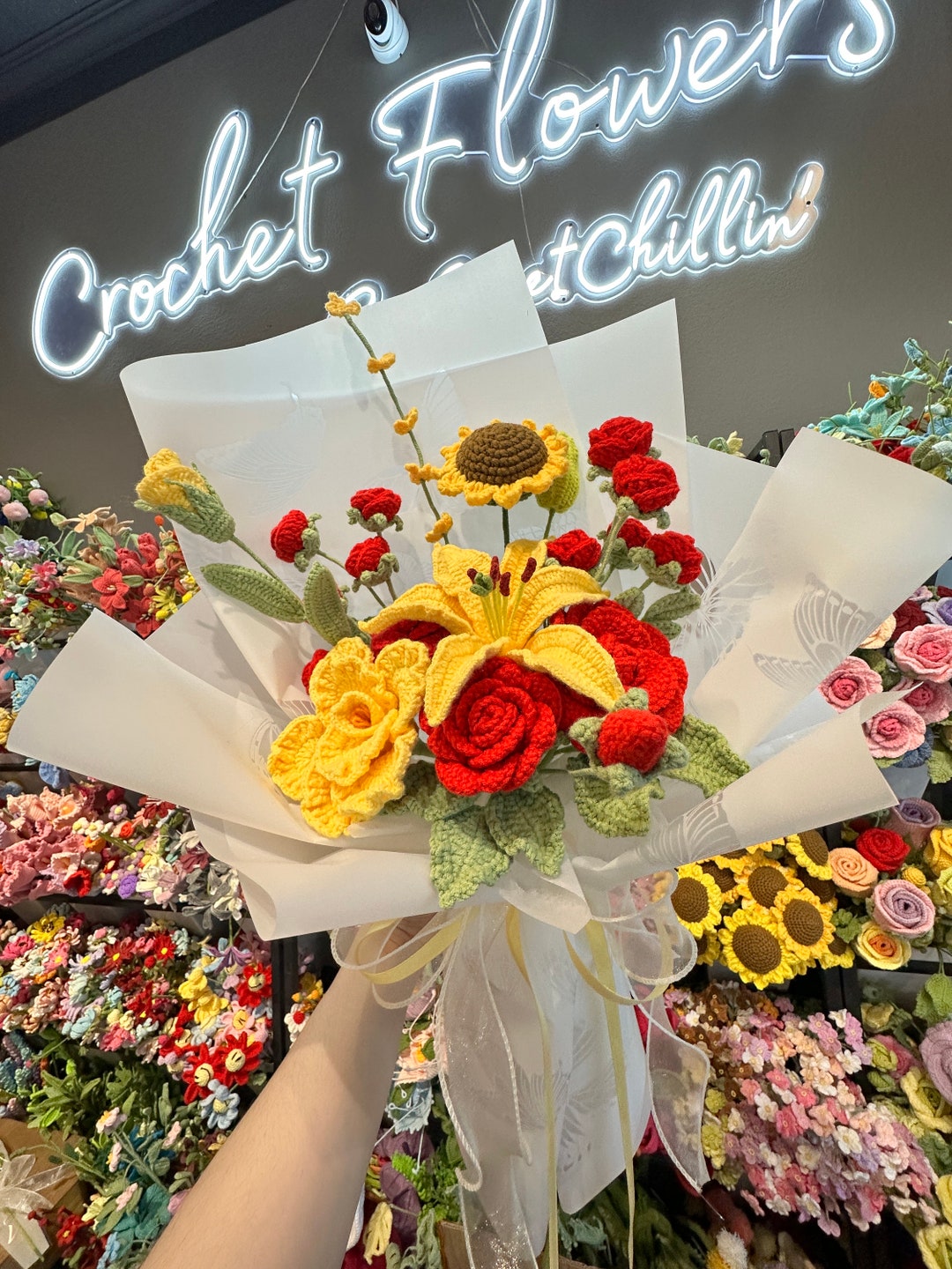 Sweet Chillin' Premade Crochet Flowers Bouquet available Until Sold in ...