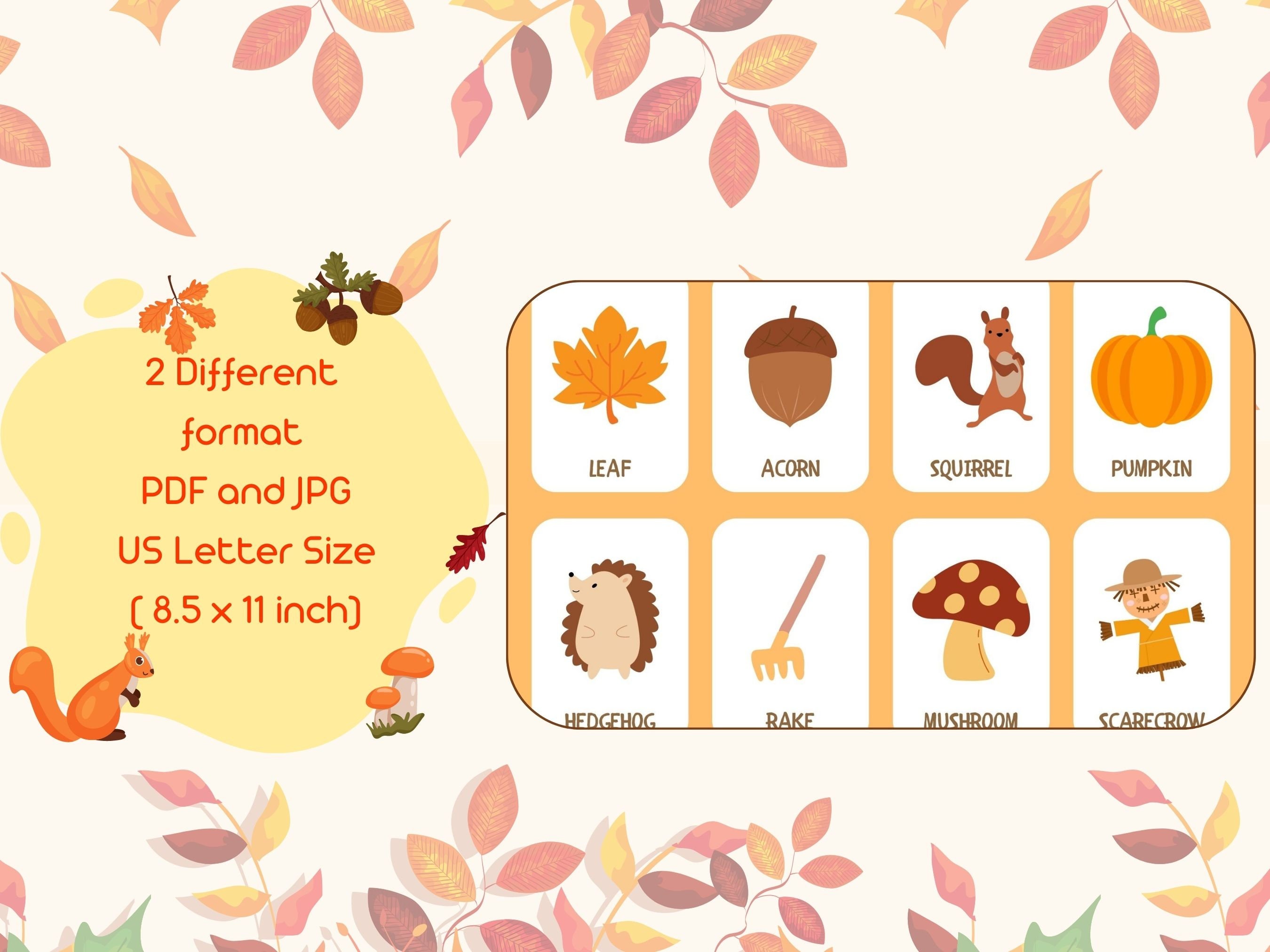 Kids Worksheet Set, Autumn-fall Themed Kids Worksheet Set, Printable ...