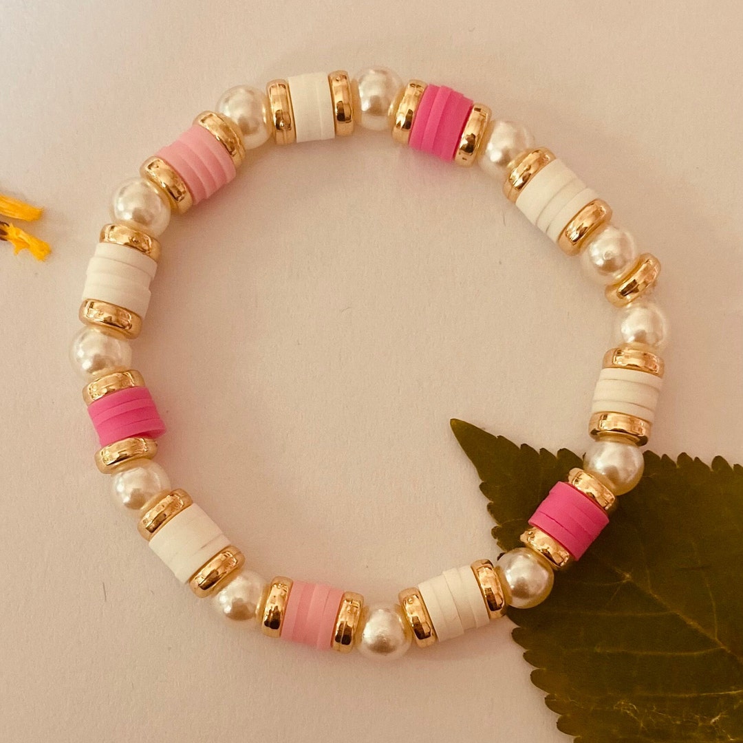 Pink Neon Preppy Pearl Clay Bead Heishi Seed Bead Trendy Summer Set - Etsy
