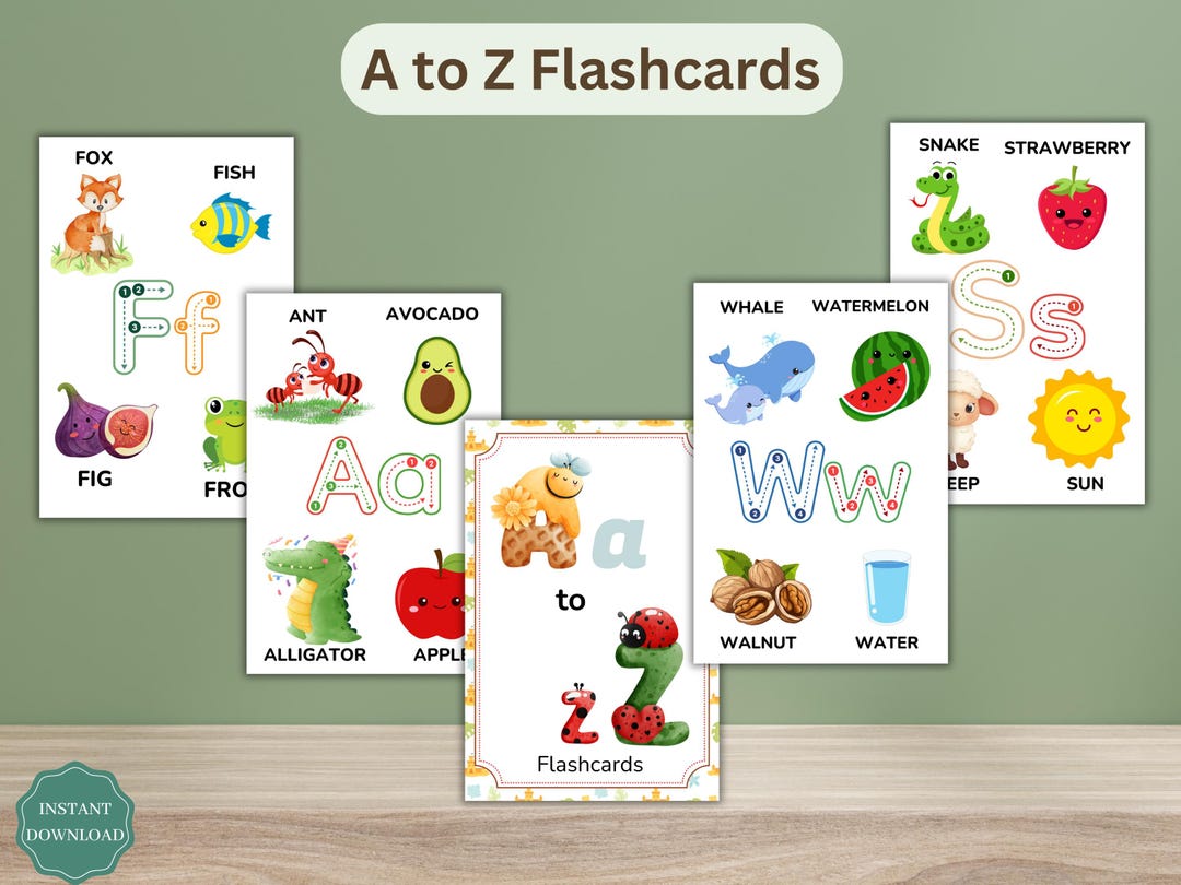 27 Alphabet Flashcards Educational Cards ABC Flash Cards Printable A to ...