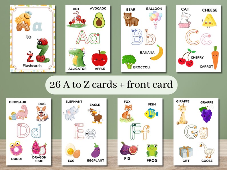 Alphabet Flashcards Educational Cards, ABC Flash Cards Printable A to Z ...