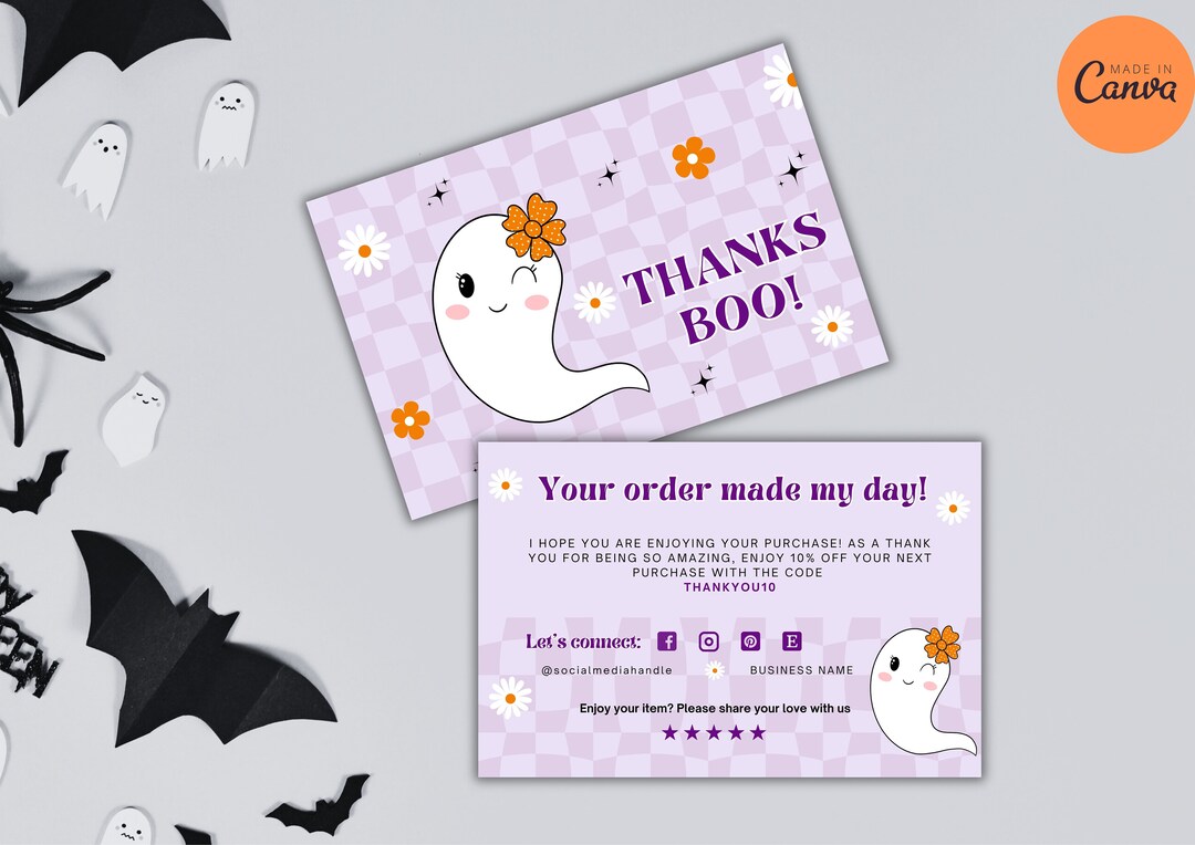 Ghost Business Thank You Card Template, Editable Small Business Thank ...