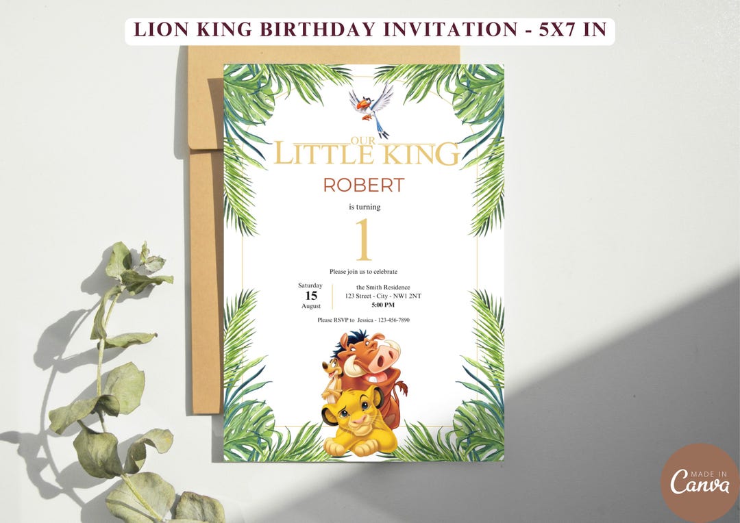 Lion King Birthday Invitation Editable Template, Printable Lion King ...